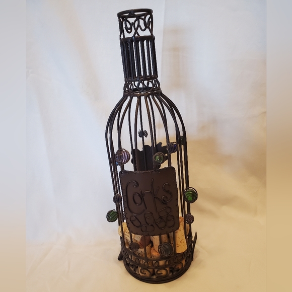 Unbranded | Dining | Cork Cage Wine Bottle Shaped Metal With Marbles ...